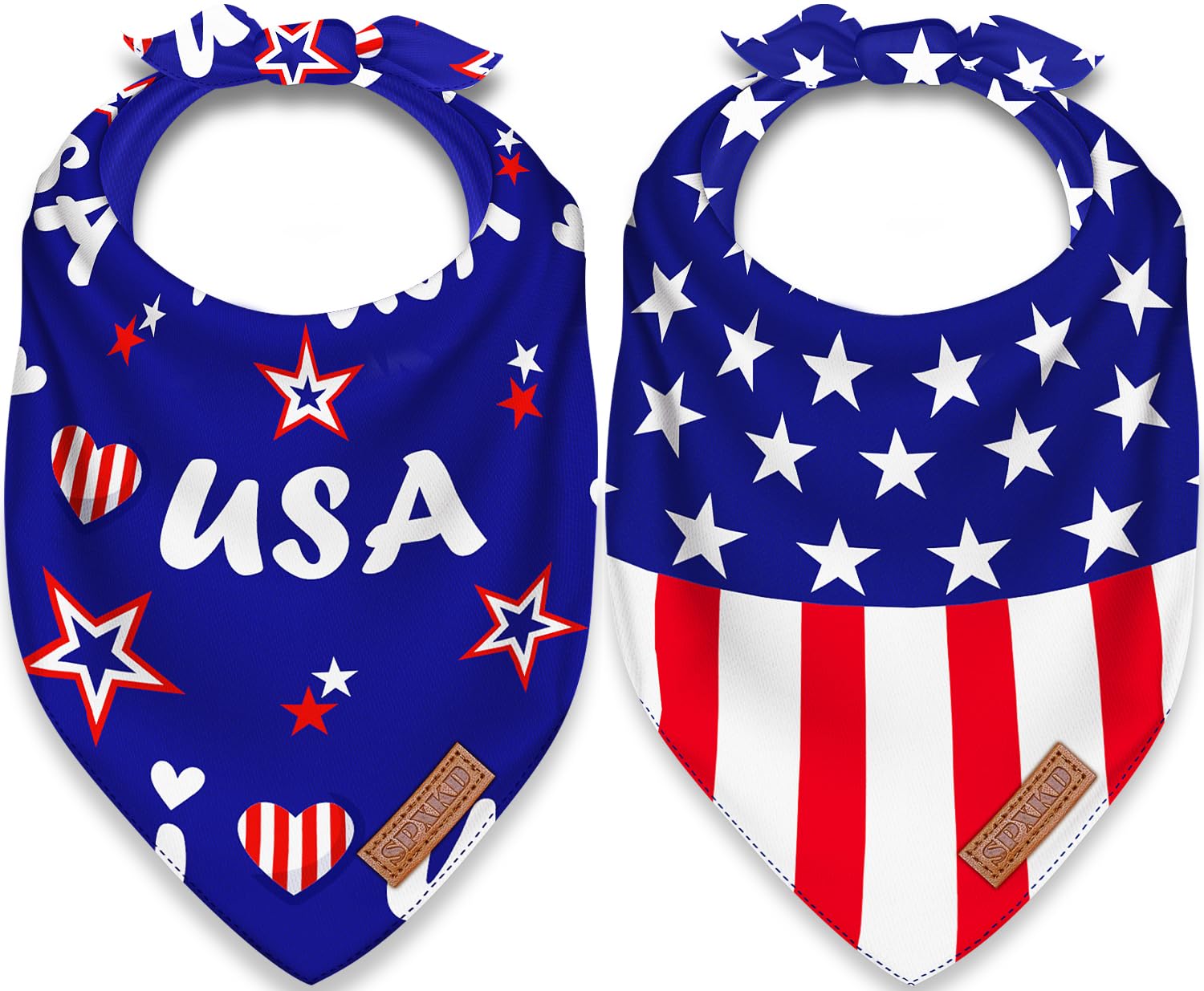 Snapklik.com : 4th Of July Dog Bandanas 2 Pack Triangle Reversible ...