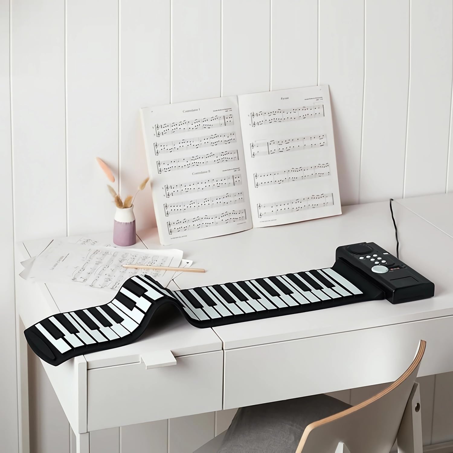 FHZLAJ Teclado de Piano Enrollable 61 Teclas,Piano Musical Electrónico ...