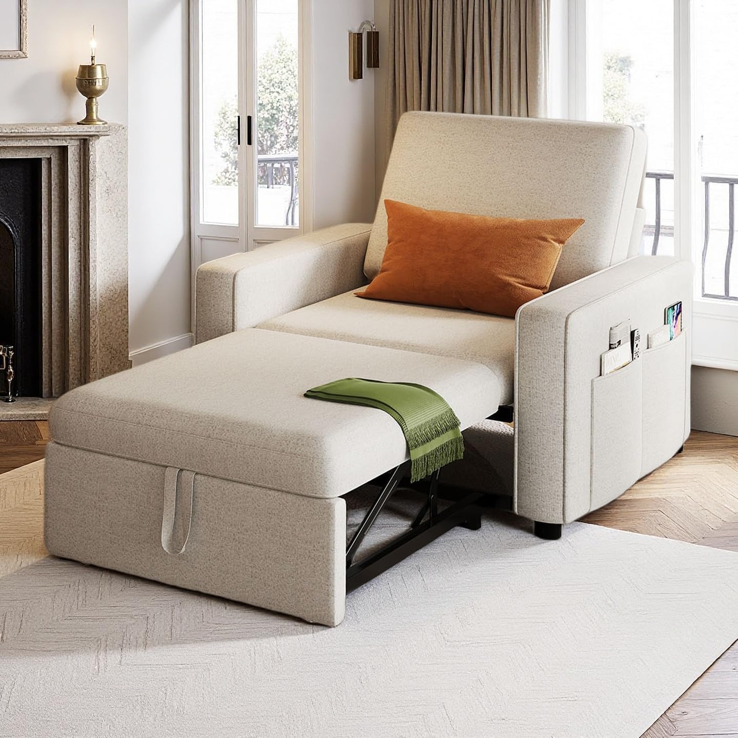 Amazon.com: DWVO Convertible Sleeper Chair, 3-in-1 Sofa Bed with Pull ...
