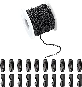Amazon.com: Topacket 33Feet Ball Bead Chain Black Stainless Steel Dog ...