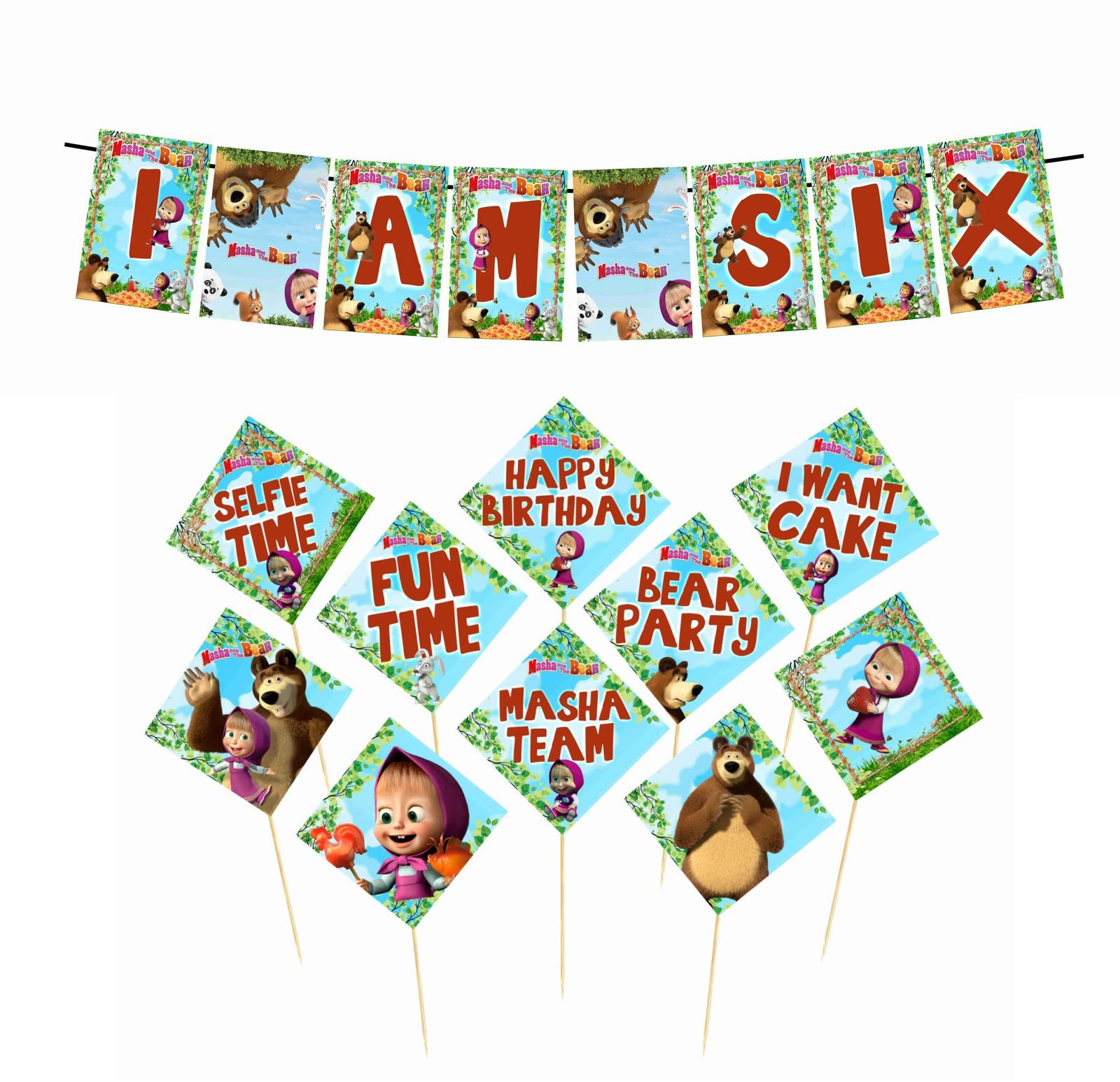 Buy Partyzon Masha Bear Theme Props Banner Swirls For Masha Bear Theme 4034
