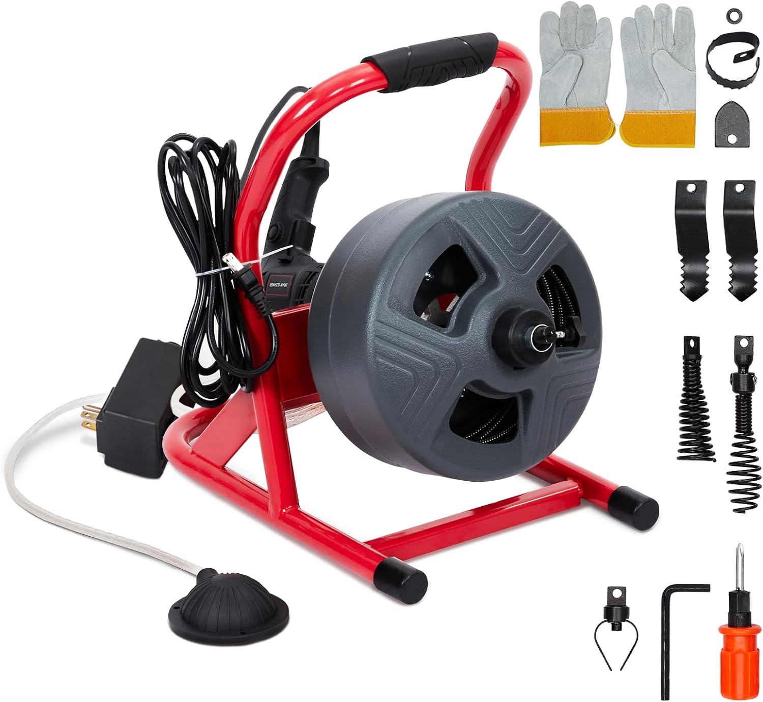 PIONEERWORKS 50Ft x 5/16 Inch Drain Cleaner Machine, Professional ...