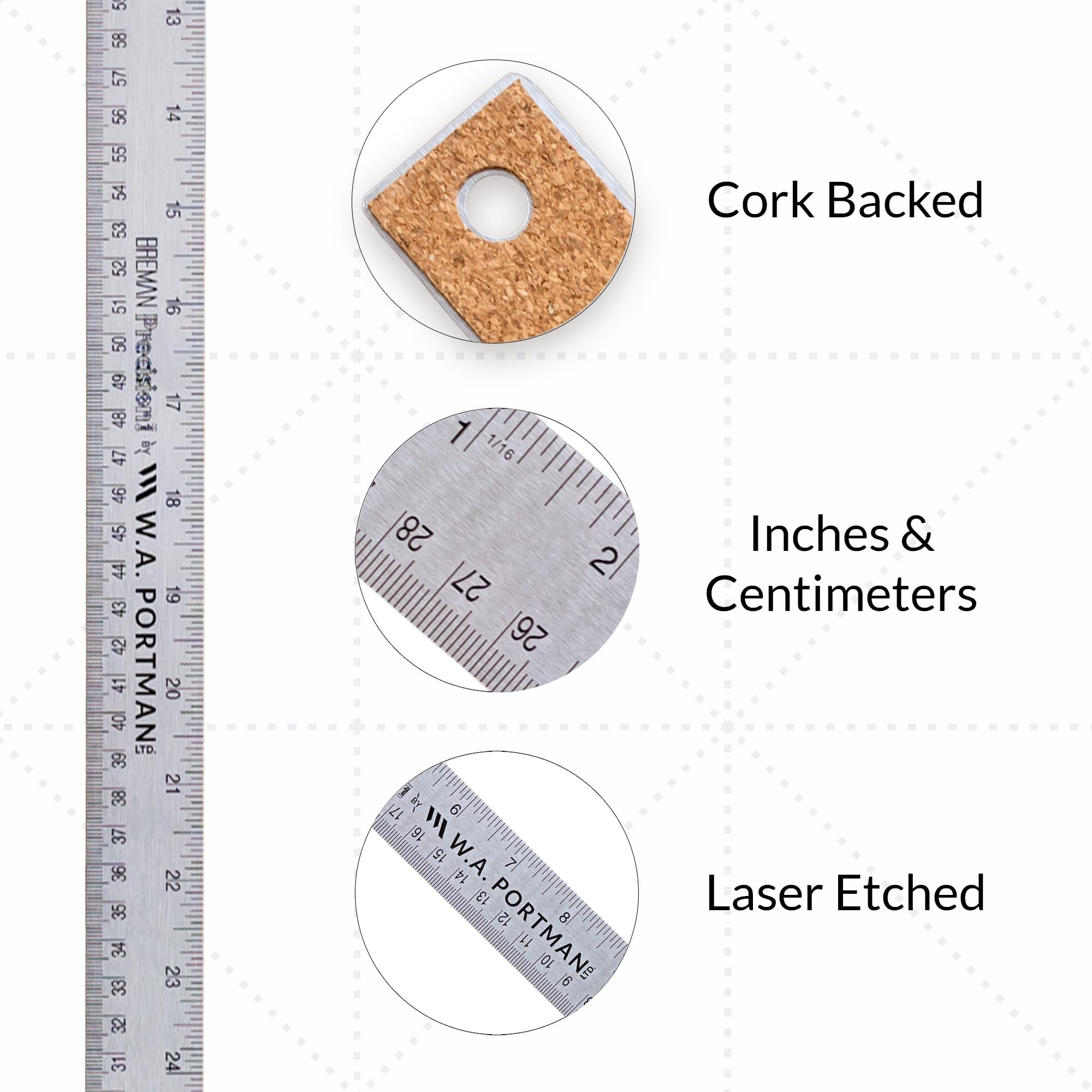 Snapklik.com : Metal Ruler 36 Inch Cork Back - Straight Edge 36 Inch ...