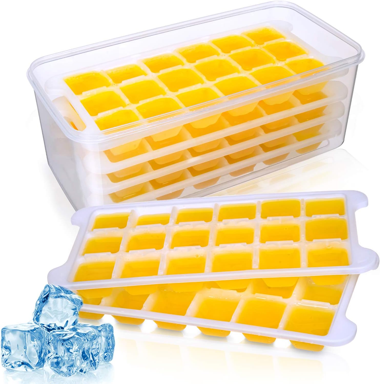 Amazon.com: WETONG Ice Cube Trays 4 Pack Ice Trays- Easy Release 72 ...
