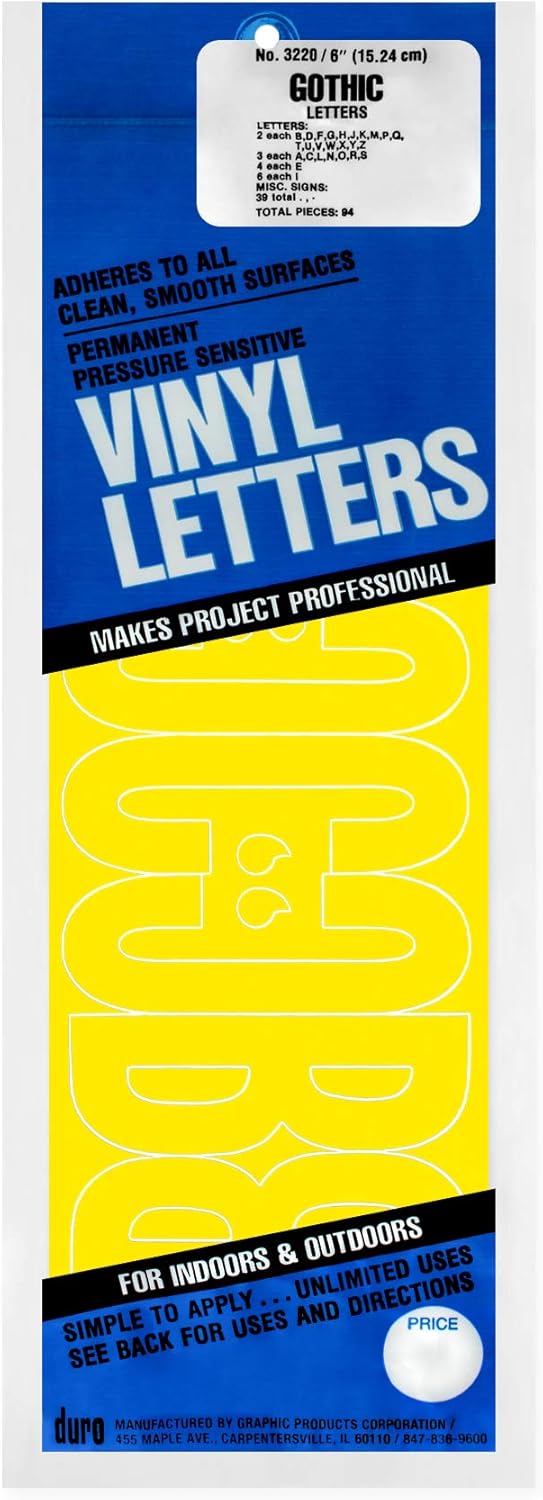 Amazon.com: Graphic Products Permanent Adhesive Vinyl Letters (94/pkg ...