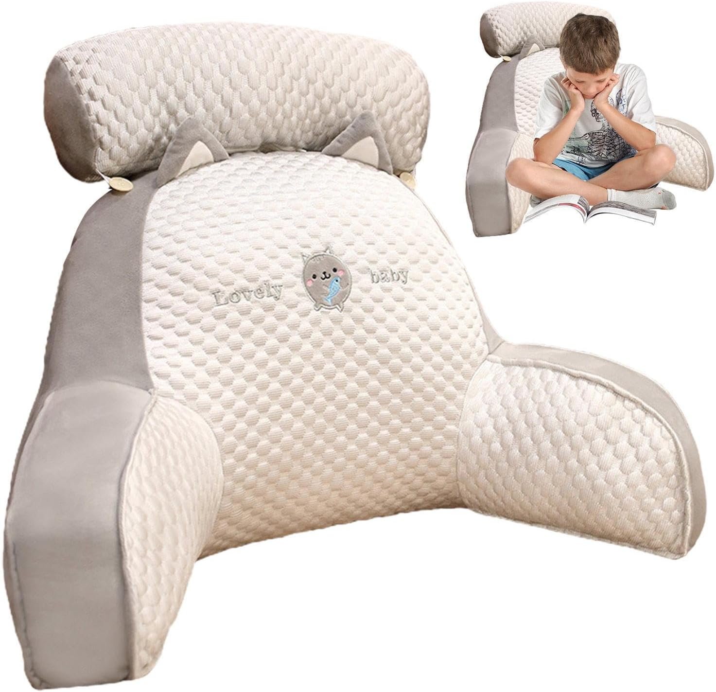 Backrest Pillow with Arms Back Support | Cute Reading Pillow | Back ...