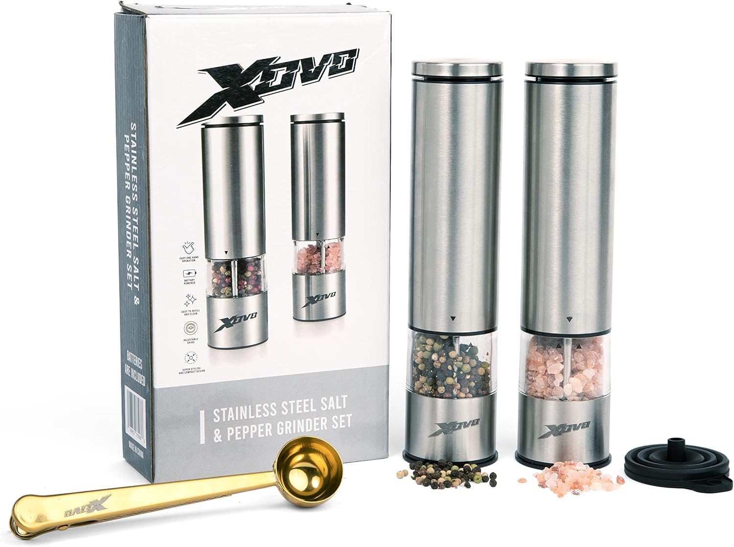 Amazon.com: XOVO Electric Salt & Pepper Grinder Set - Battery Operated ...