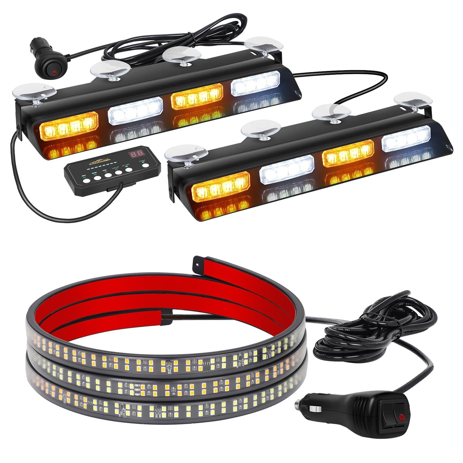 Amazon.com: XRIDONSEN 2x 14 inch Emergency Dash Strobe Lights ...