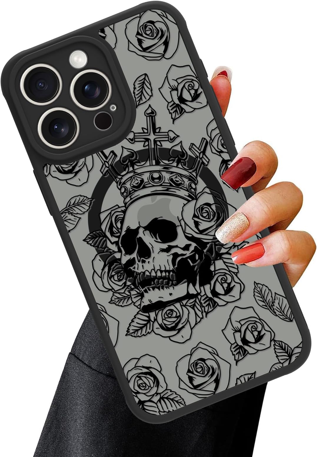 Amazon.com: iPhone 14 Pro Max Whimsigoth Skeleton - Pink - Black Floral ...