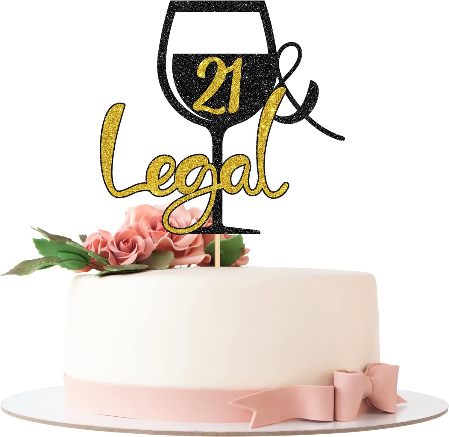 Amazon.com: 21 & Legal Birthday Cake Topper, 21 Years Old Birthday ...