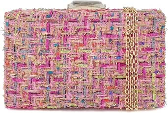 Weaved Fabric Hard Case Box Clutch, Pink : Amazon.com.au: Clothing ...