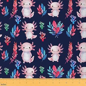 Erosebridal Axolotl Fabric by The Yard, Kawaii Pink Salamander Quilt ...