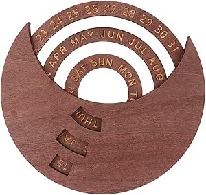 Amazon.com : Wooden Disc Calendar in Dark Brown, Rotatable Genuine Wood ...