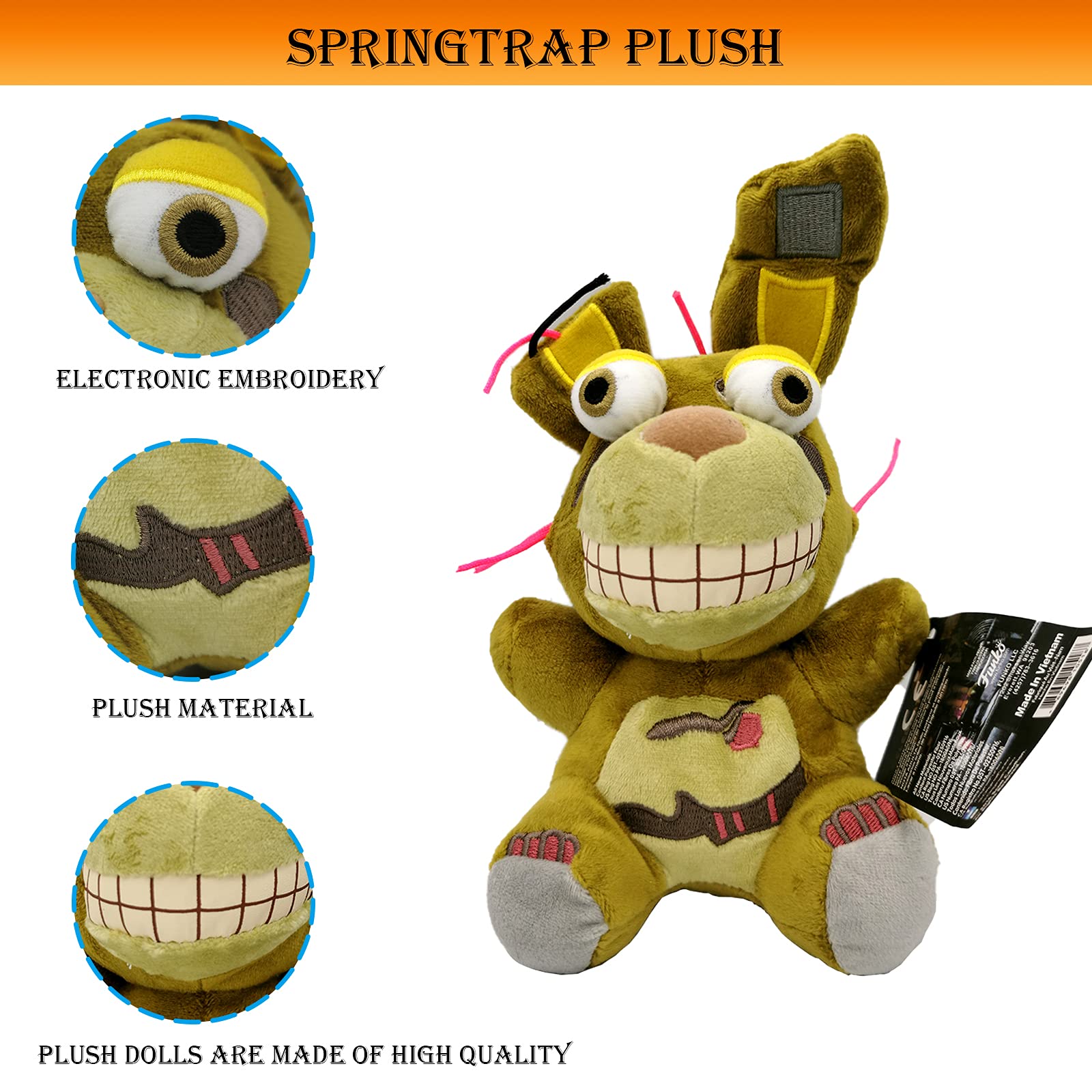 Springtrap Plush Toy,9" 5 Nights at Freddy's Stuffed Animal Doll- Buy ...