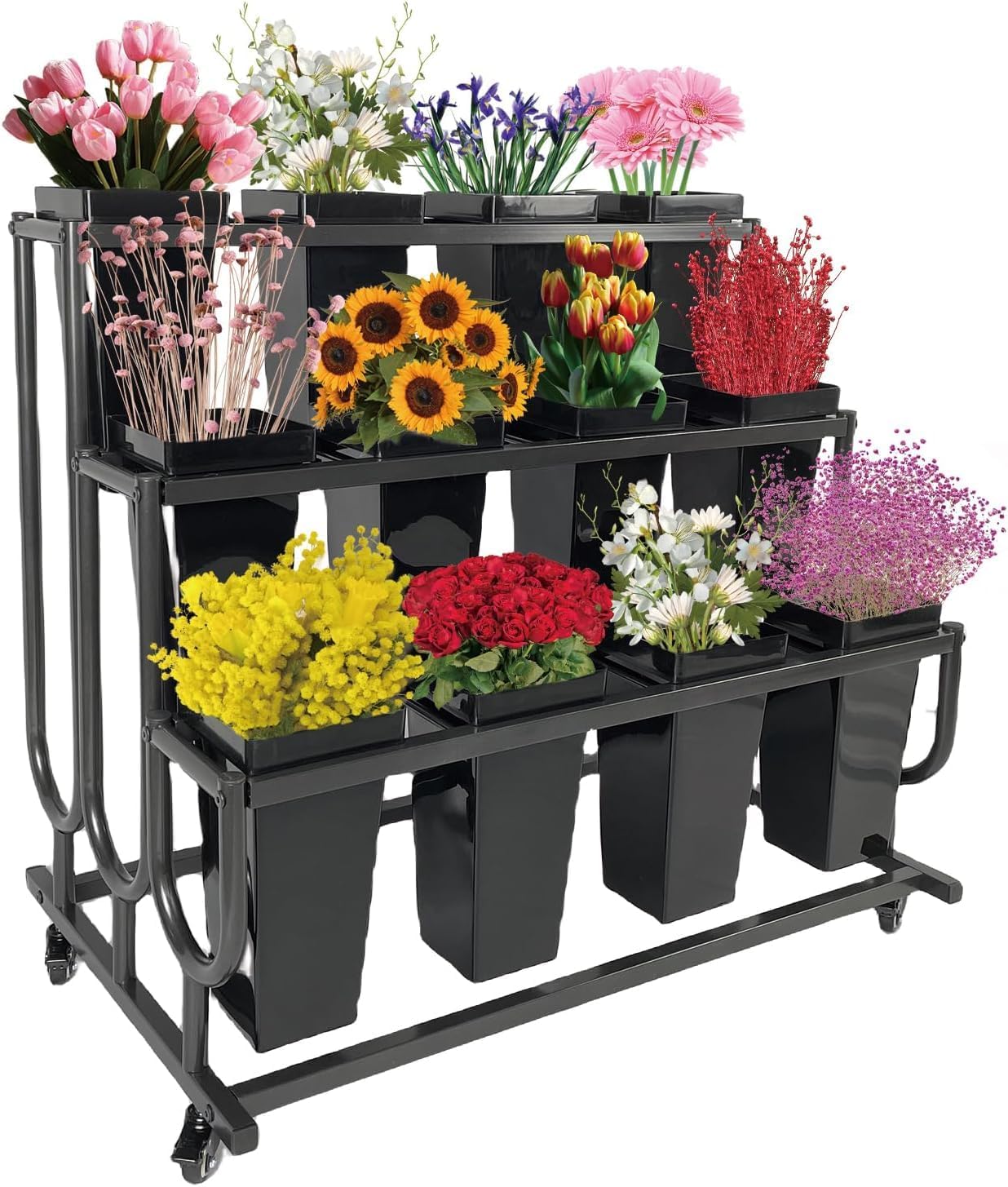 Amazon.com: Tongmo Flower Display Stand With 12PCS Buckets - 3 Layers ...