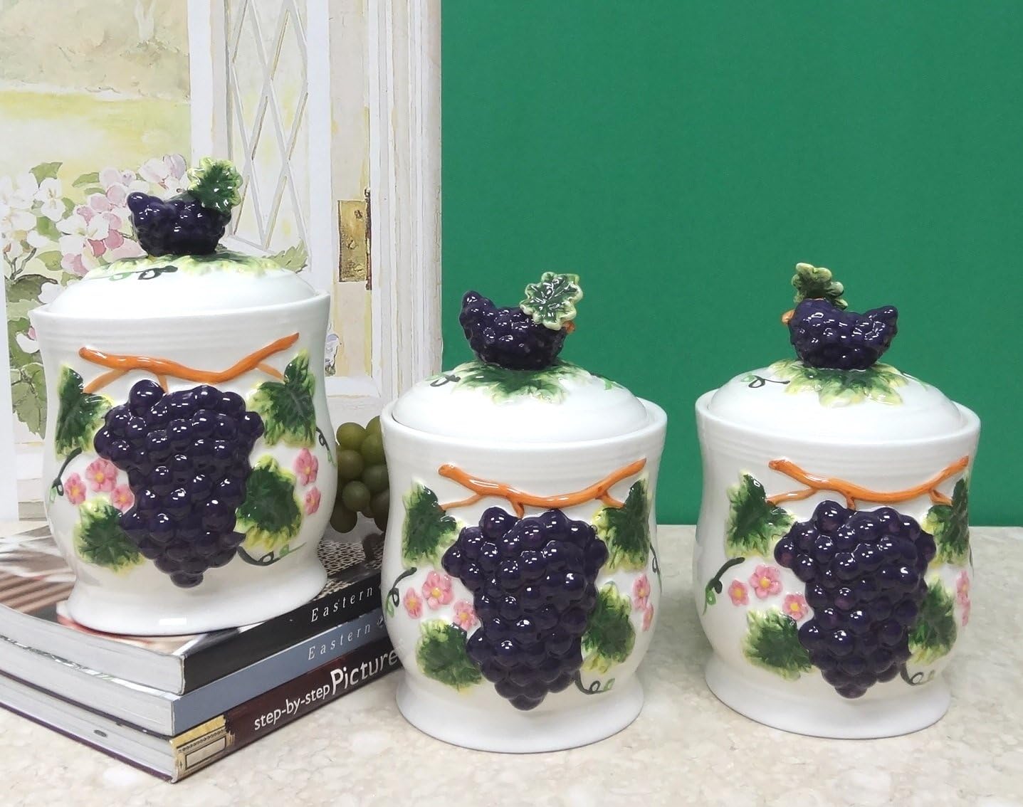 Amazon.com - 3-D Grape Ceramic 3-Piece Canister Set, 82802 by ACK ...