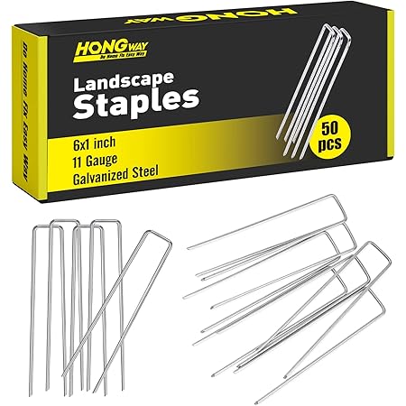 Amazon.com : HongWay 50 Pack Landscape Staples 6 Inch 11 Gauge Stakes ...