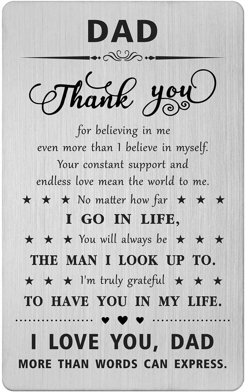 Amazon.com : TANWIH Dad Father's Day Card Gifts - Metal Engraved Card ...