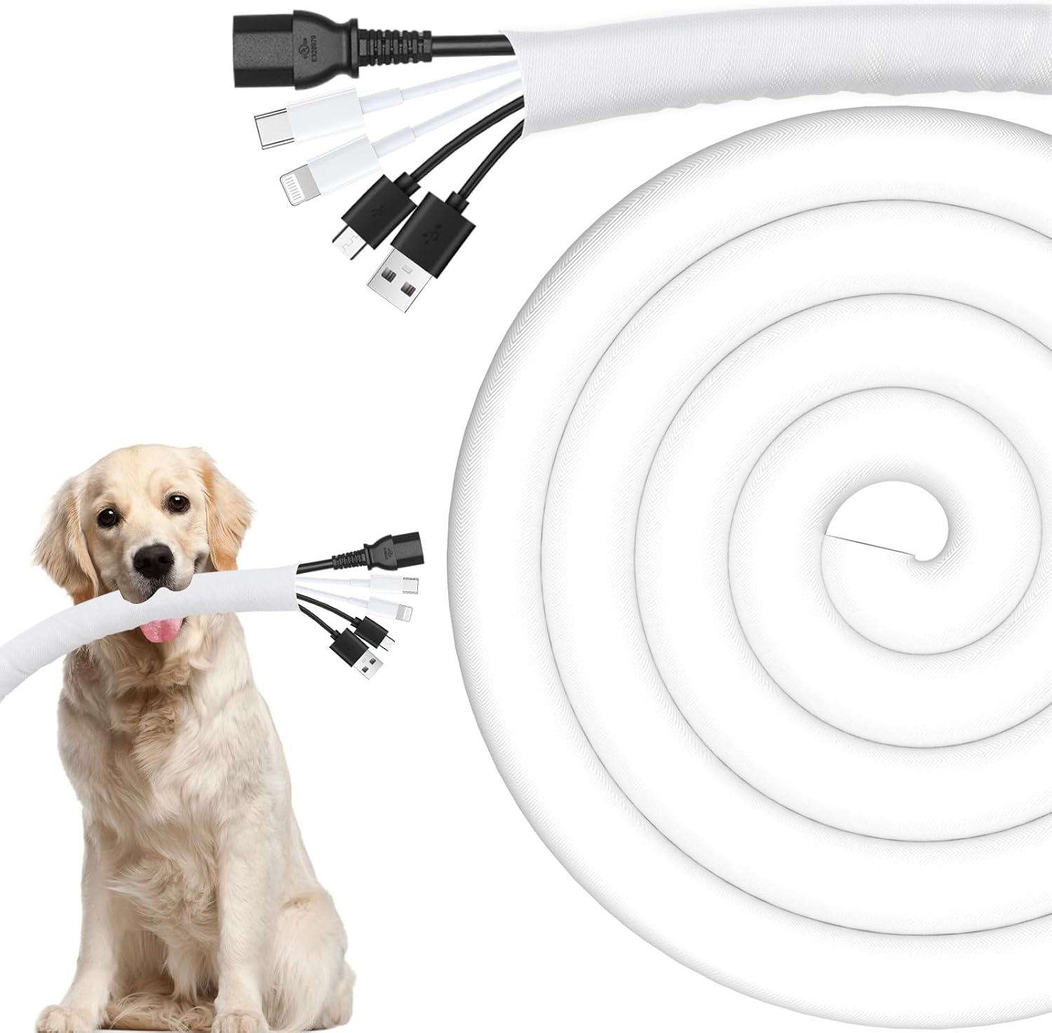 Amazon.com: AGPTEK Cable Sleeve Cover, 6.6ft - 1 inch Dog Cat Cord ...