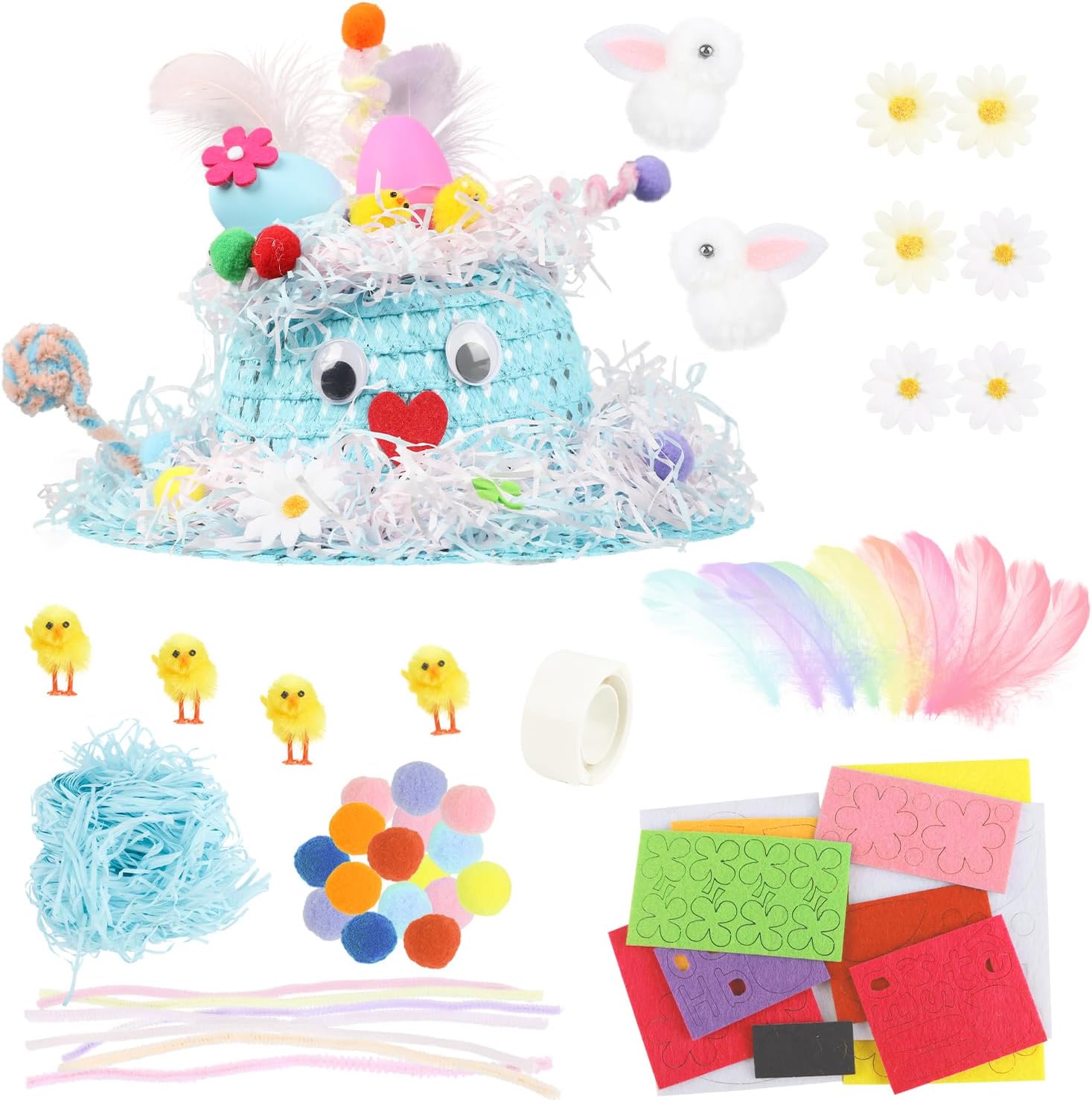 Amazon.com: DERAYEE Easter Bonnet Kit Kids, Make Your Own Easter Bonnet ...