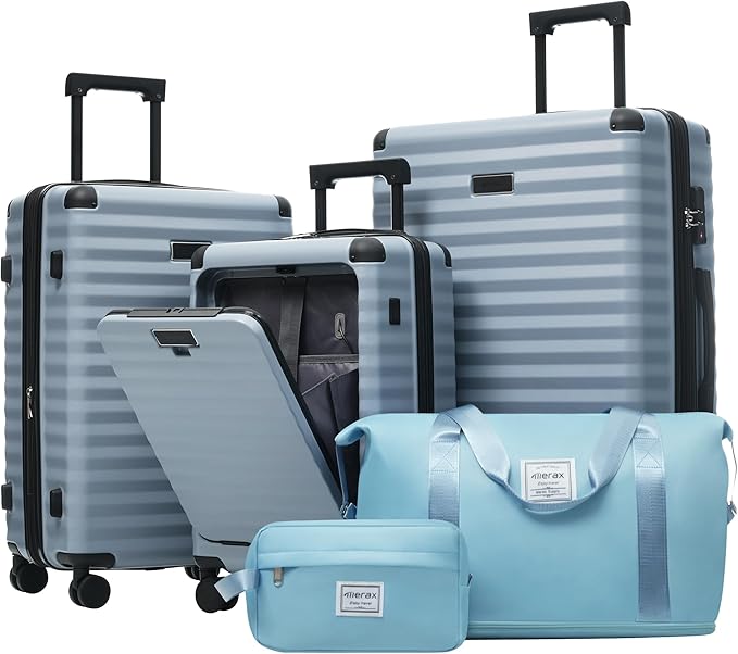 Amazon.com | Merax Luggage Sets 5 Piece,Front Open Hardshell Expandable ...