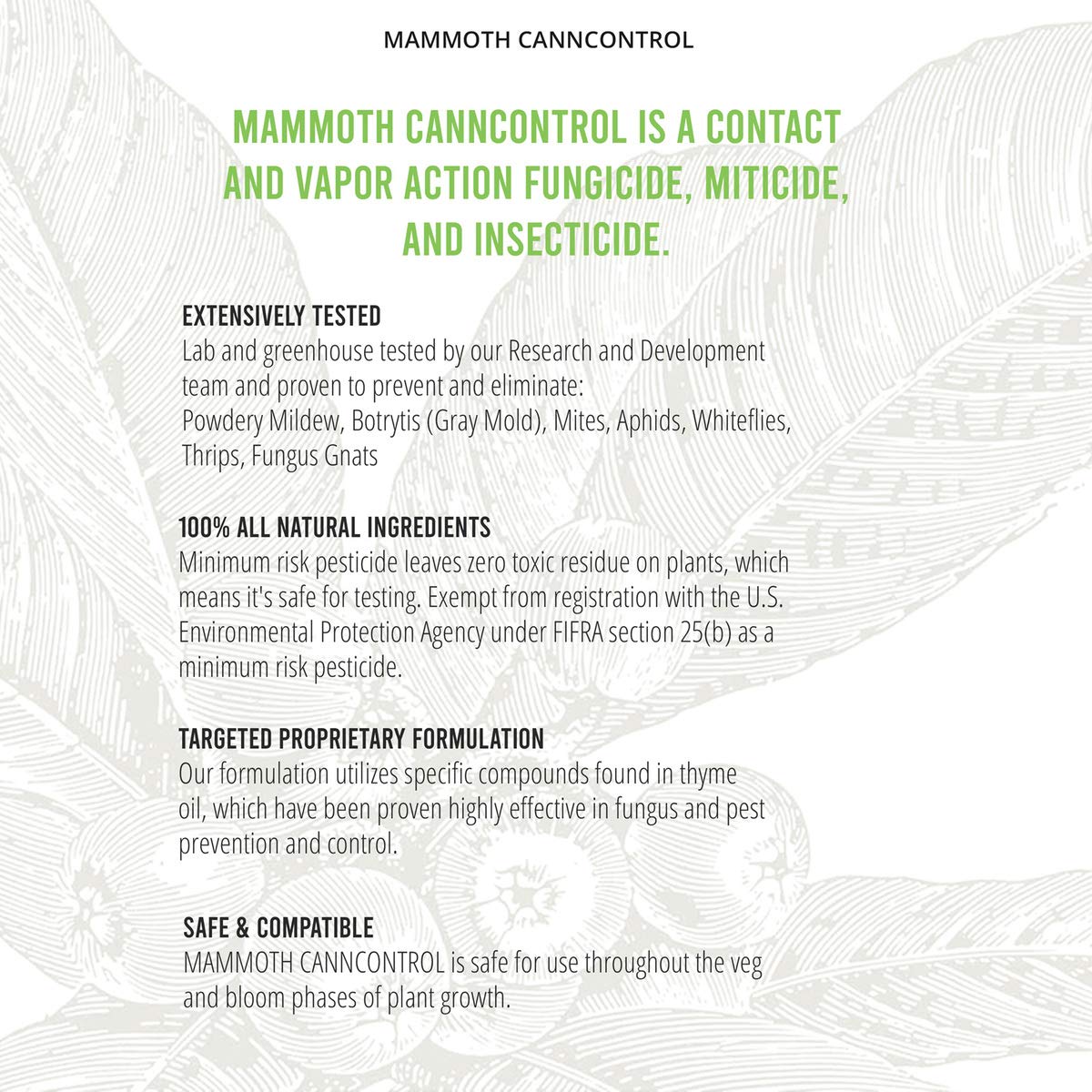 Mammoth CANNCONTROL – Espray insecticida concentrado para plantas ...