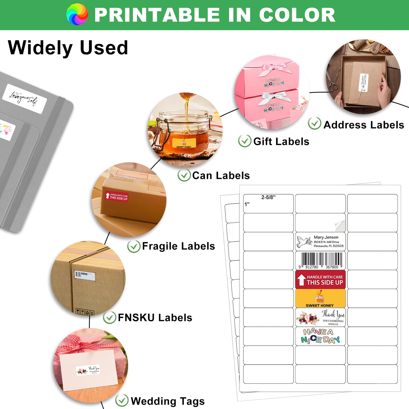 Snapklik.com : Address Labels, OausTect 1" X 2-5/8" Mailing Labels For Envelopes, 3000 White ...