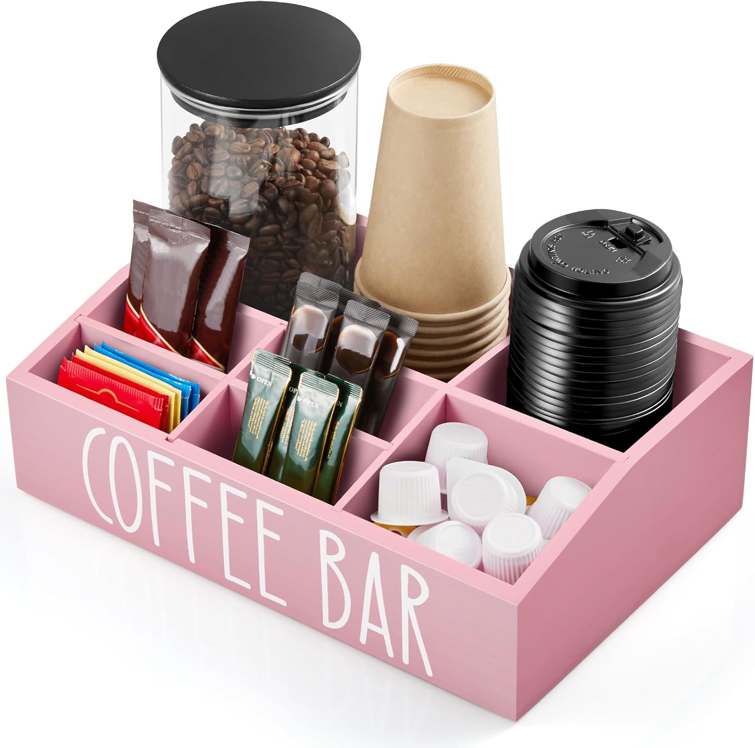 Amazon.com: ALELION Pink Coffee Station Organizer for Countertop - 7 ...