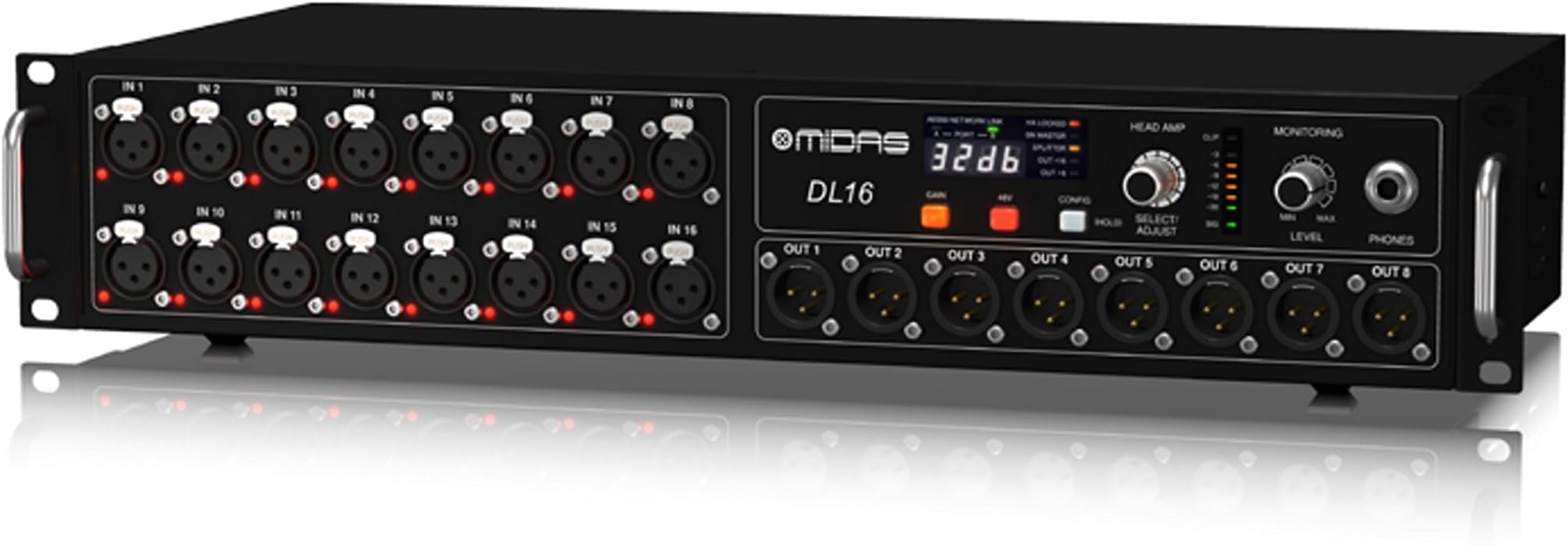 Amazon.com: Midas DL16 16 Input, 8 Output Stage Box with 16 Midas ...