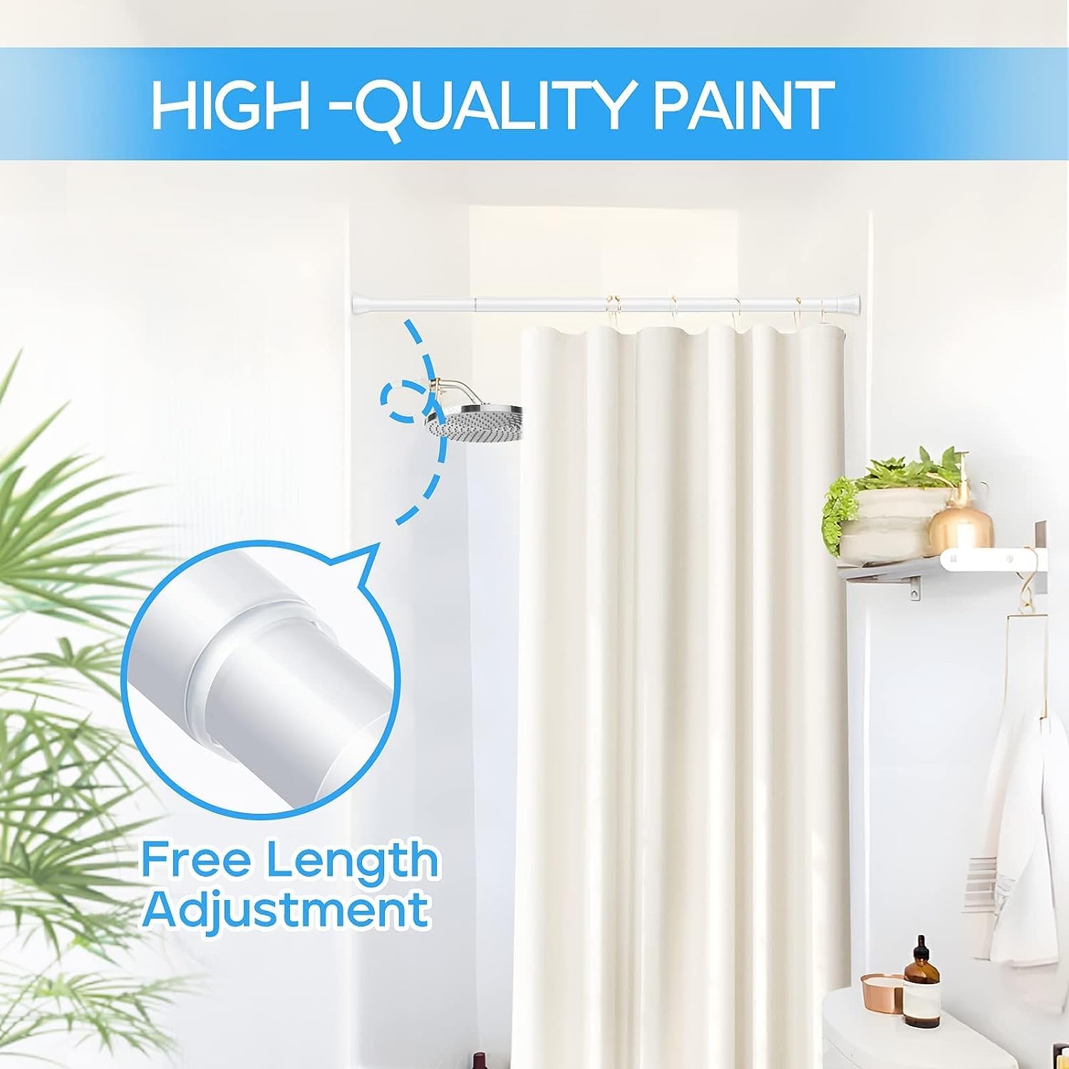 Snapklik.com : Tension Curtain Rod White 1PCS Tension Rods For Windows ...