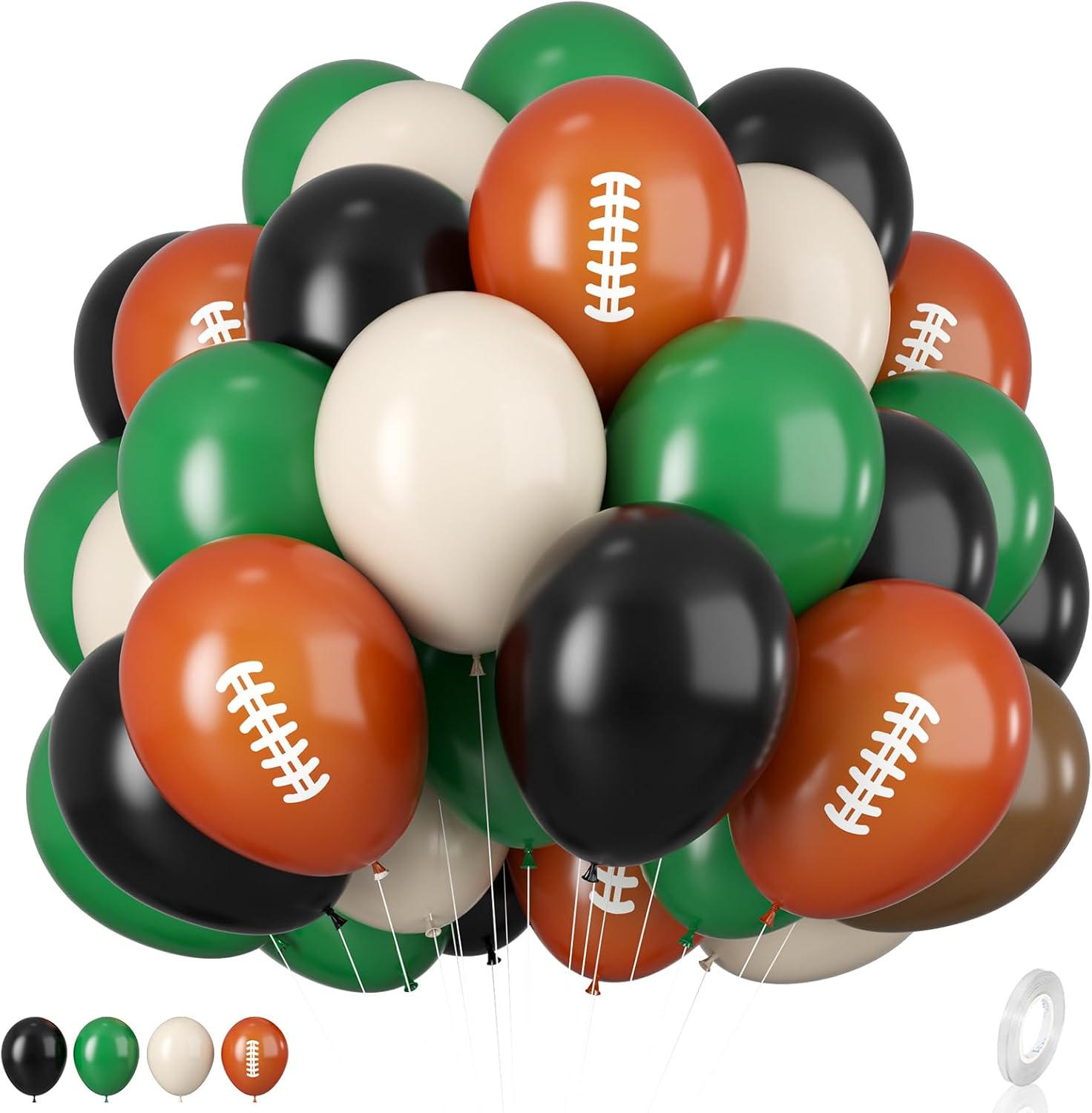 Amazon.com: 12 Inch Football Printed Party Balloons - Dark Green, Black ...
