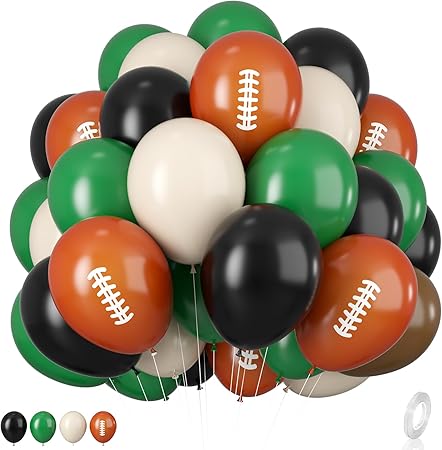 Amazon.com: 12 Inch Football Printed Party Balloons - Dark Green, Black ...