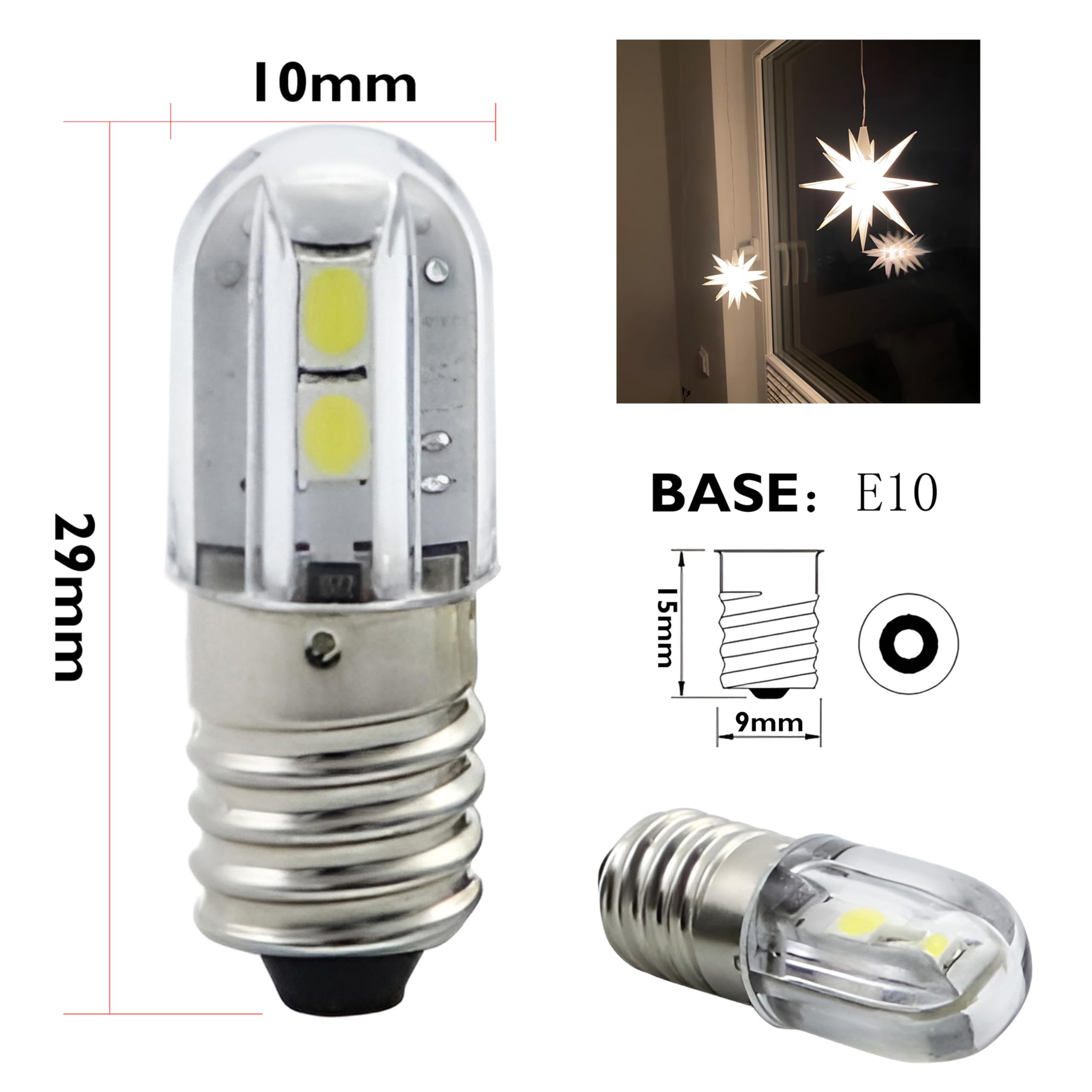 Snapklik.com : GutReise E10 LED Light Bulb,5 PCS 12V Warm White Lamp 1W ...