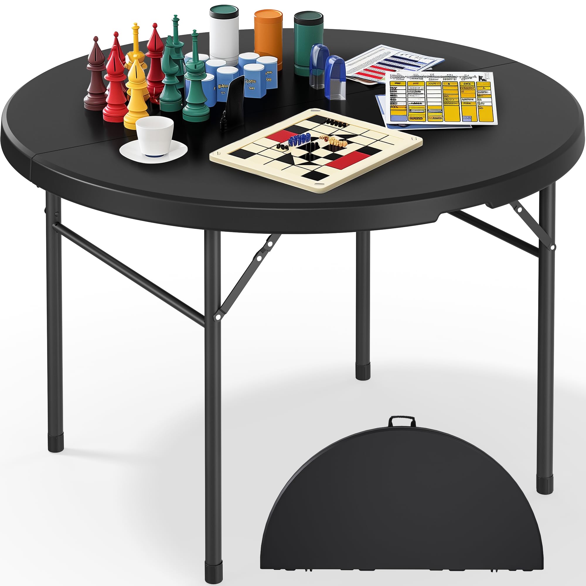 Amazon.com: YITAHOME 48 Inch Round Folding Table with Carrying Handle ...