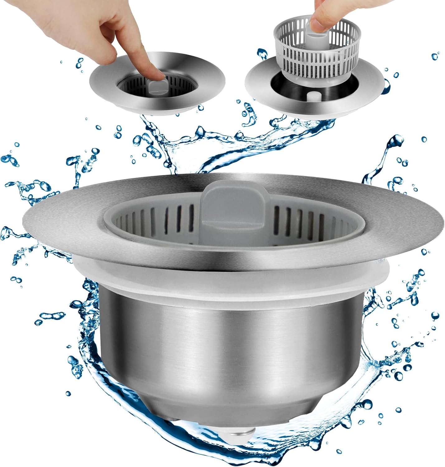 IUMLXJO Pop up Kitchen Sink Drain Strainer Stopper, 3 in 1 Large ...