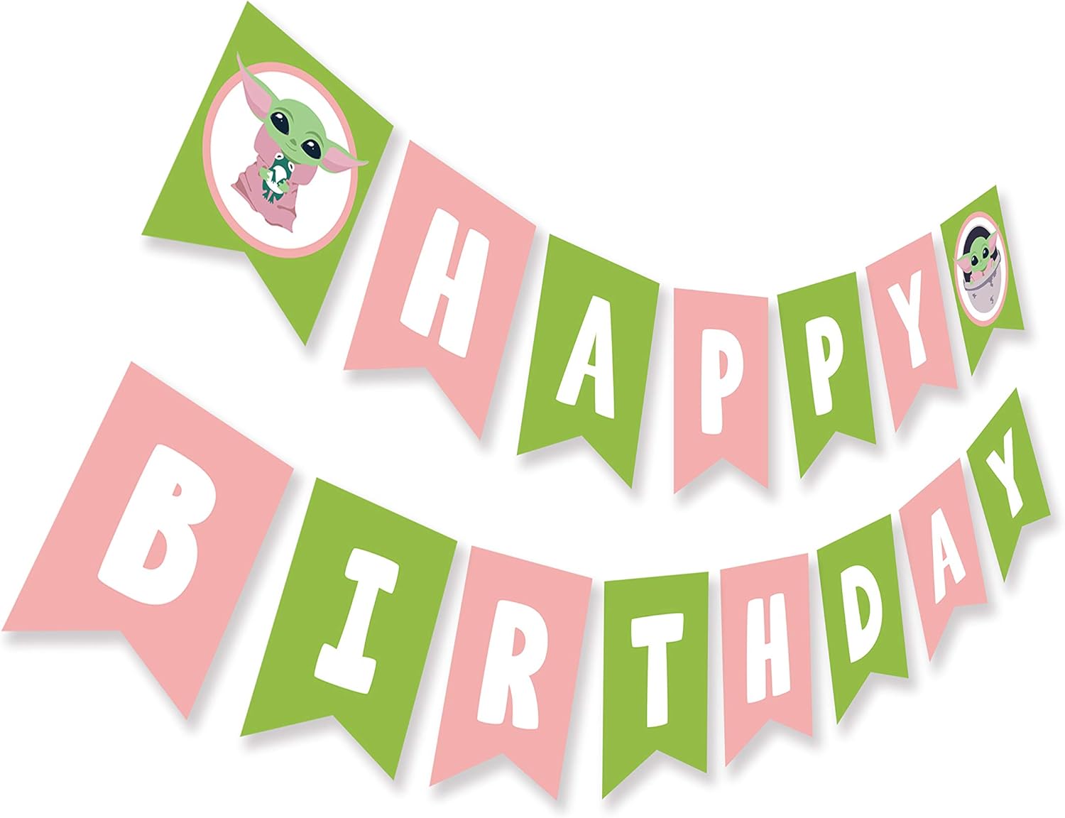 Amazon.com: Pink Yoda Happy Birthday Banner, Star Bday Wars Theme Party ...