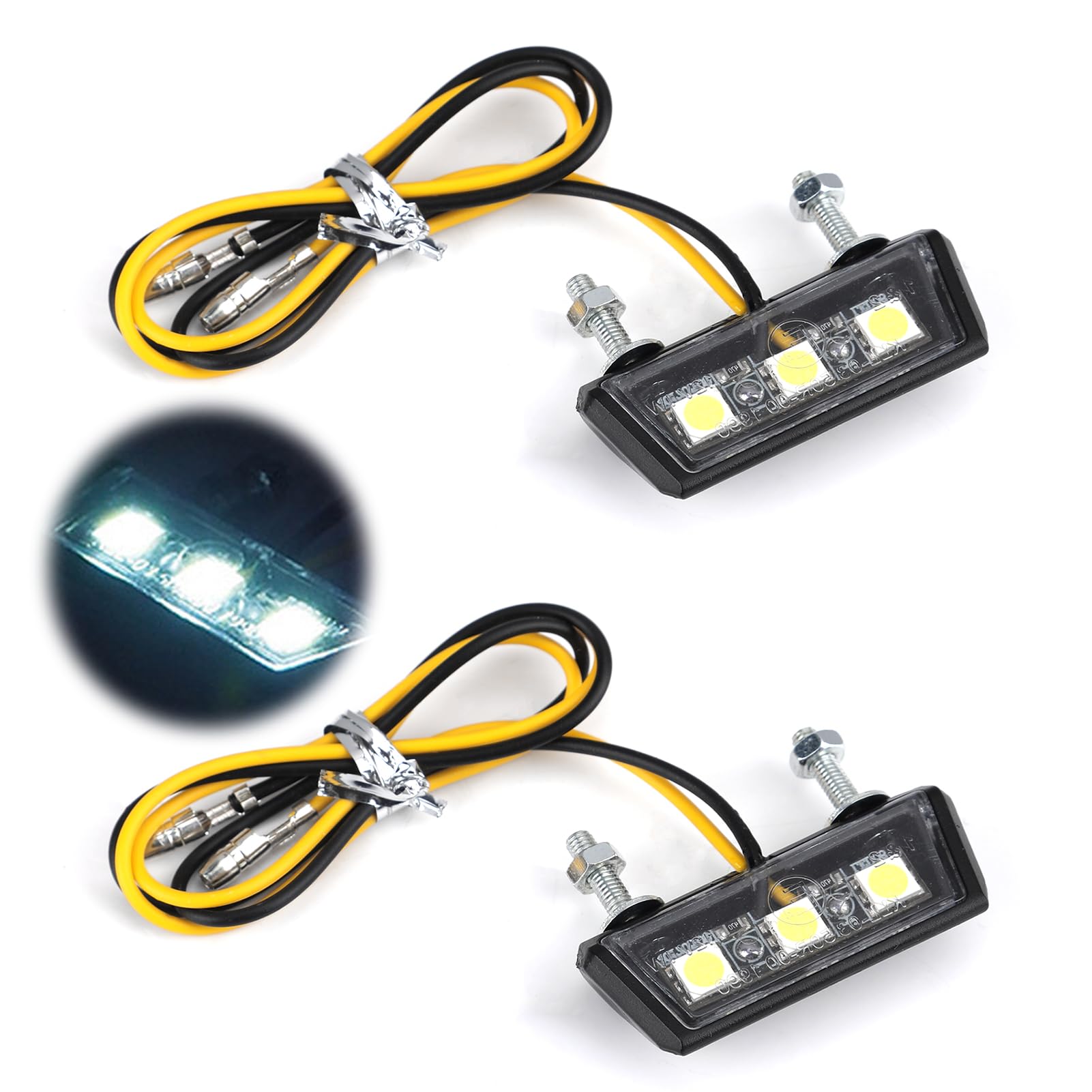 SMCEHEYA Universal LED Motorcycle Number Plate Light 2Pcs | 12V ...