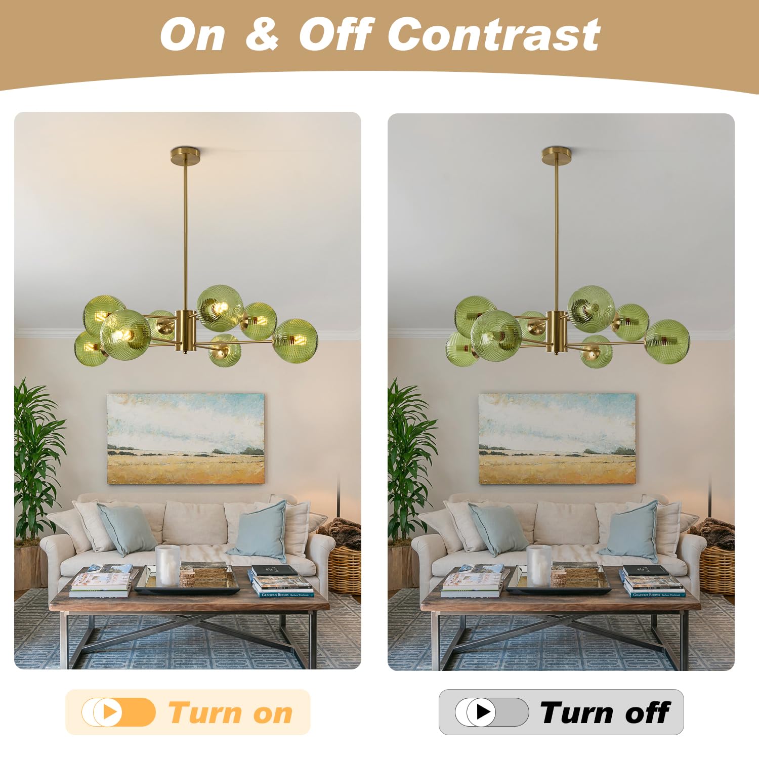 Snapklik.com : Lighting Mid Century Modern 8 Light Chandelier Gold ...