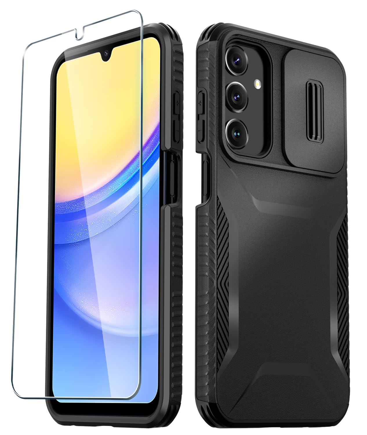 Amazon.com: LATVIN for Samsung Galaxy A25 5G Case with 1 Screen Protector, Built-in Slide Camera ...