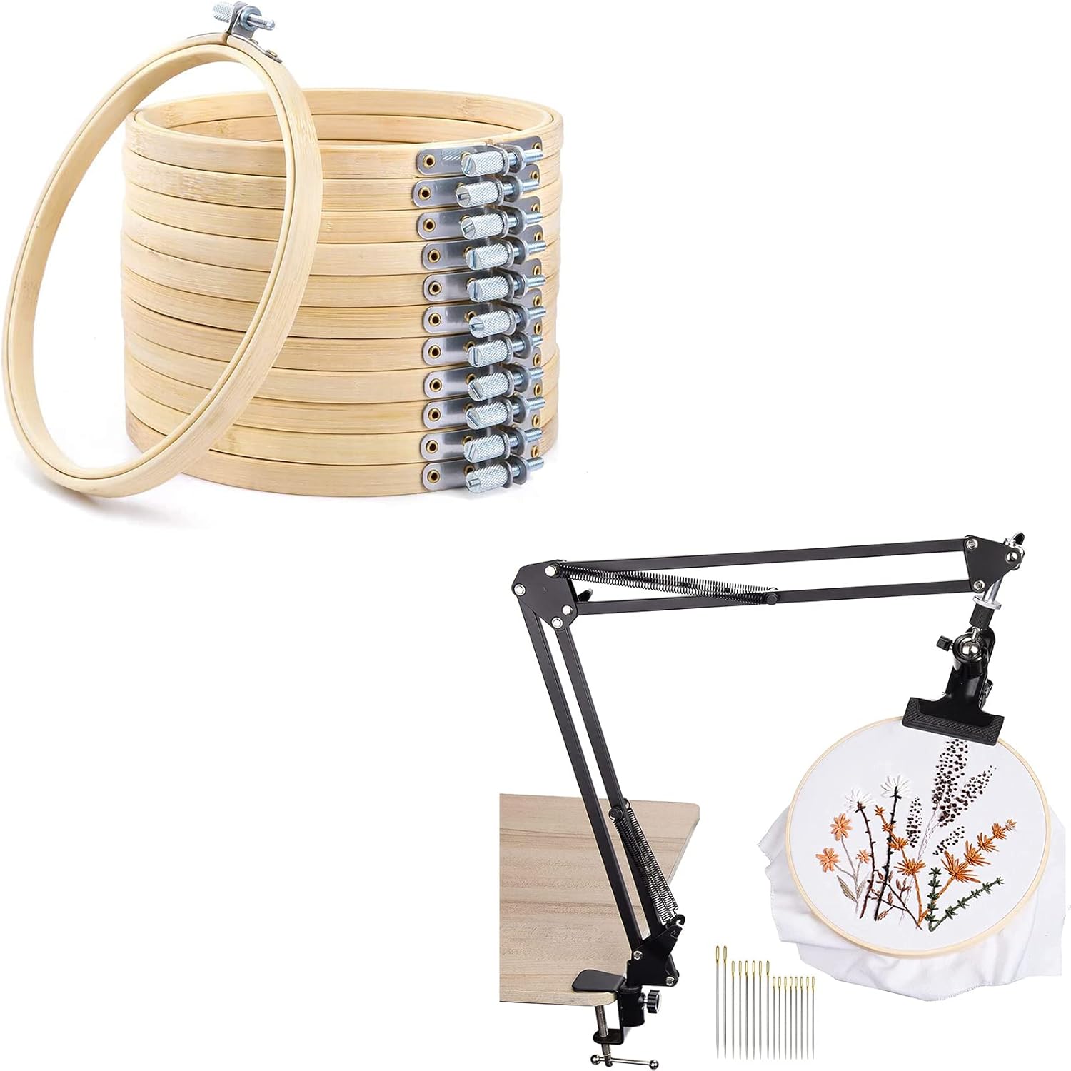 Amazon.com: Caydo 12 Pieces 6 Inch Embroidery Hoops Set Bulk Bamboo ...