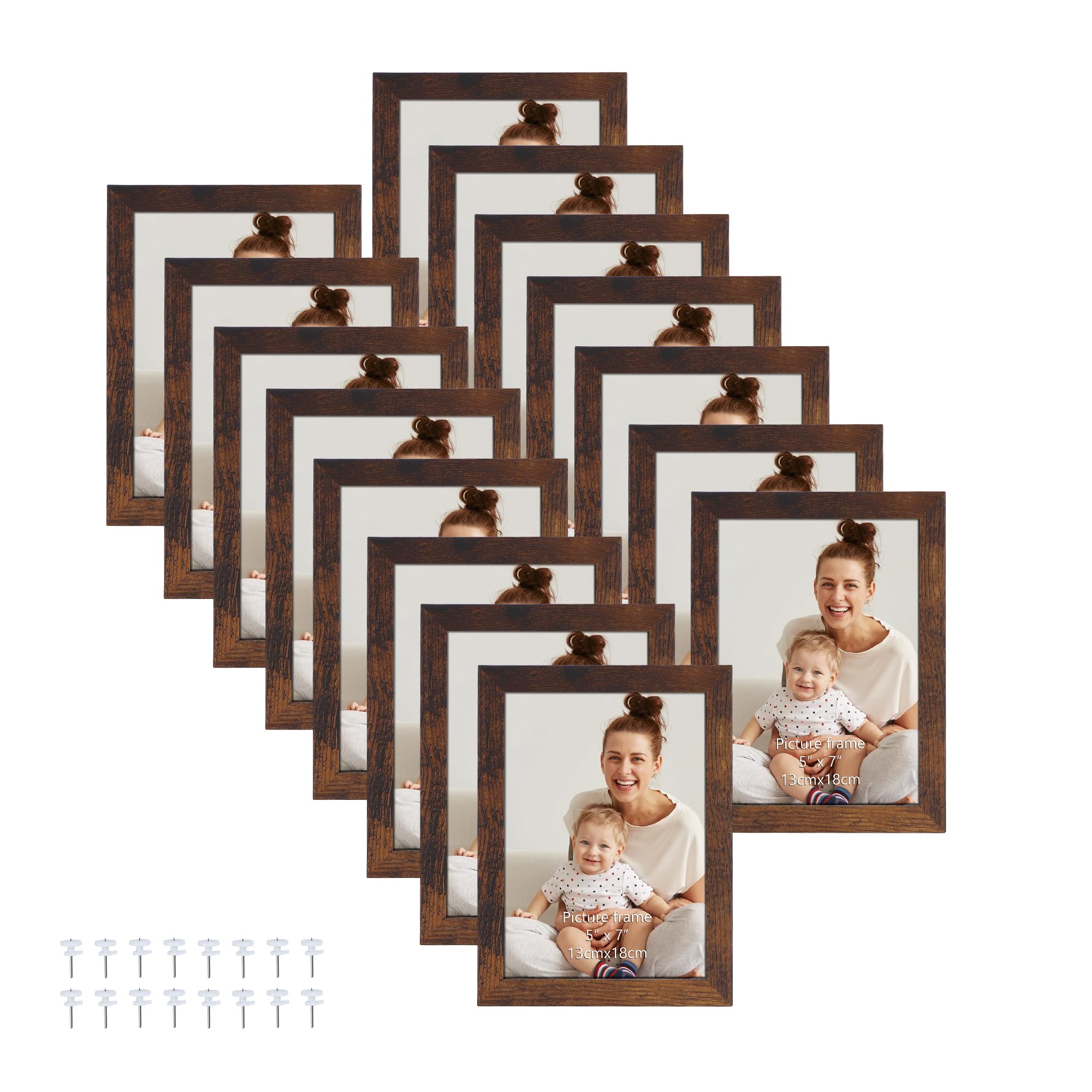 Amazon.com - Edenseelake 5x7 Picture Frame Set of 15, Rustic Brown Wood ...