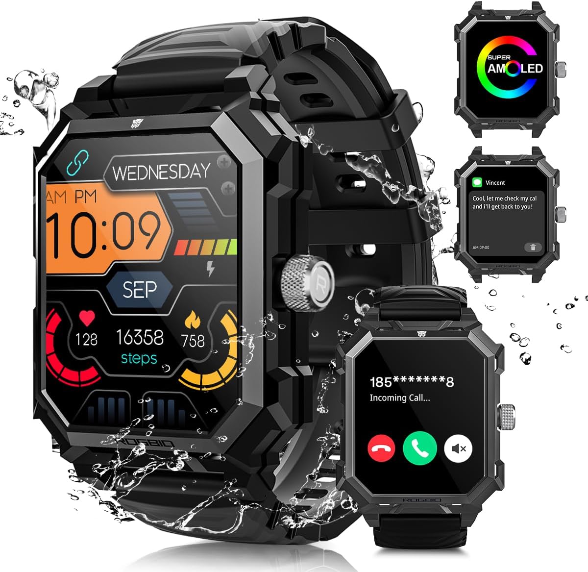 Amazon.com: Alpha Gear Military Smart Watch for Men 5ATM Waterproof 123 ...
