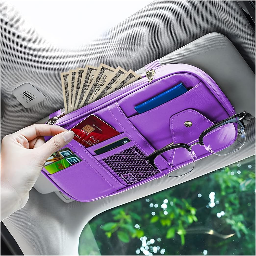 Amazon.com: Car Sun Visor Organizer, Sunglass Holder and Storage Pocket ...