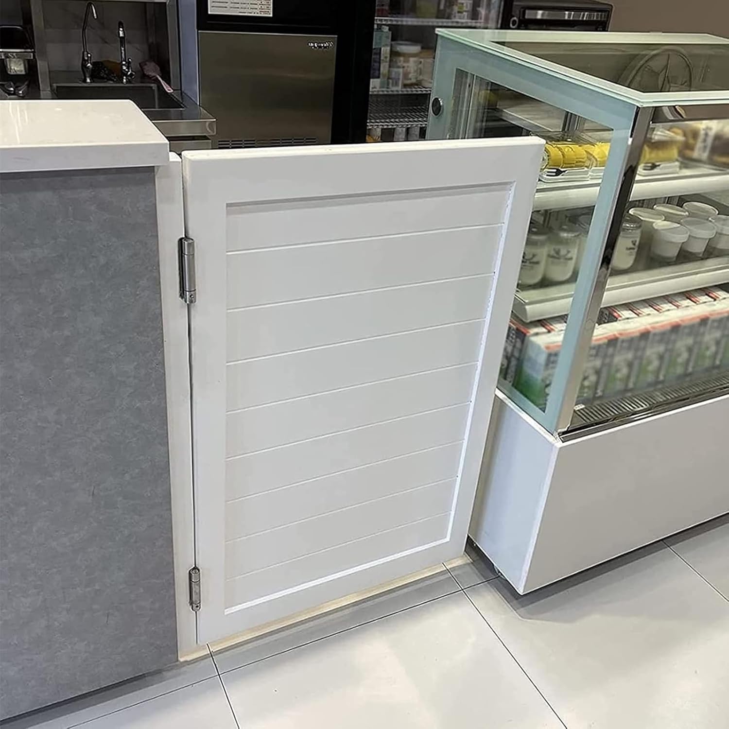 White Swinging Doors Saloon, Pine Wood Single Saloon Swing Door with Auto Close Hinge, Indoor ...