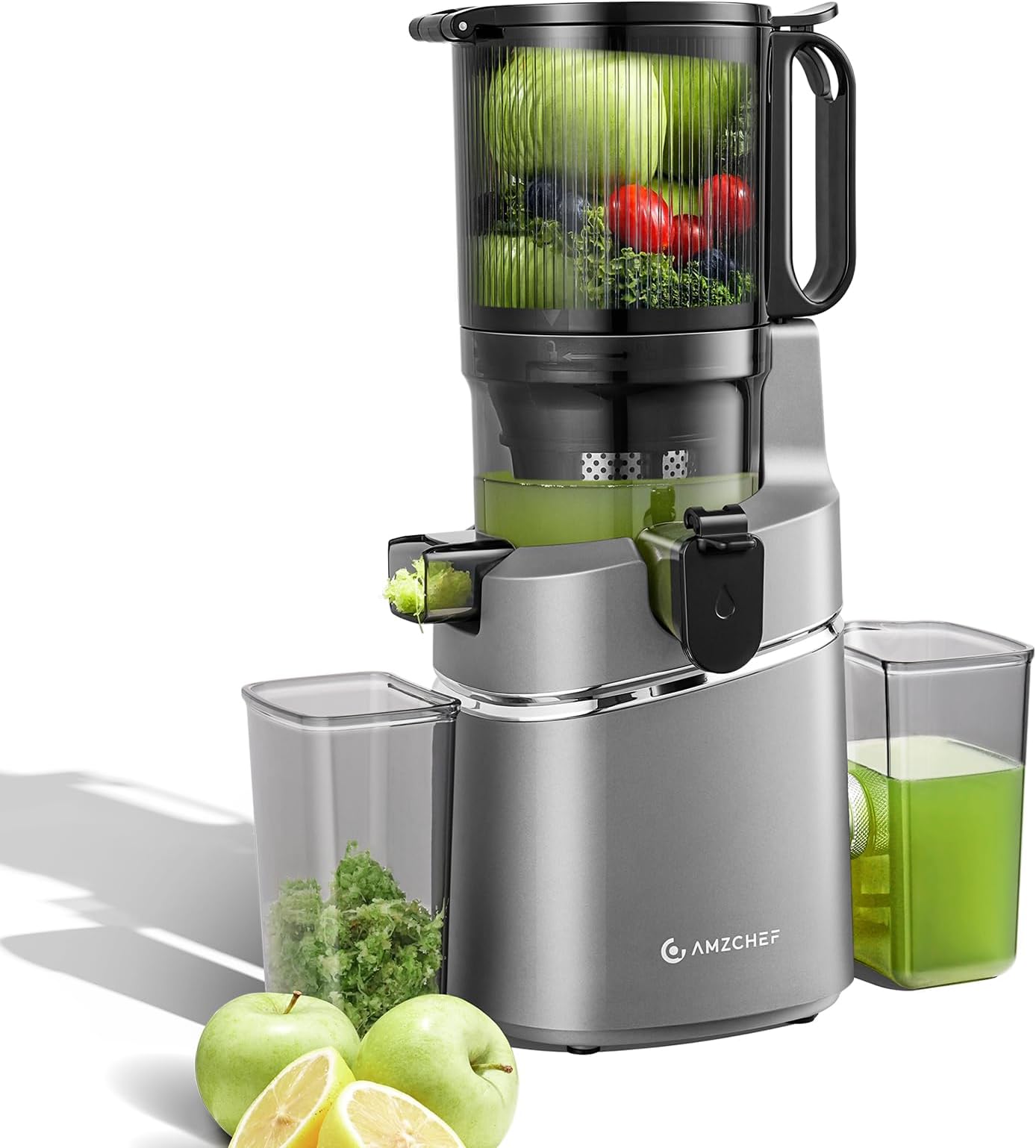 AMZCHEF Extractor de Zumos y Verduras Automático, 145MM Apertura y 1.8L ...