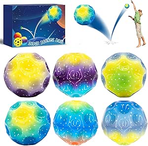 AIHAOYU Pack of 6 Astro Jump Ball - Mini Coloured Jump Ball High Bounce ...