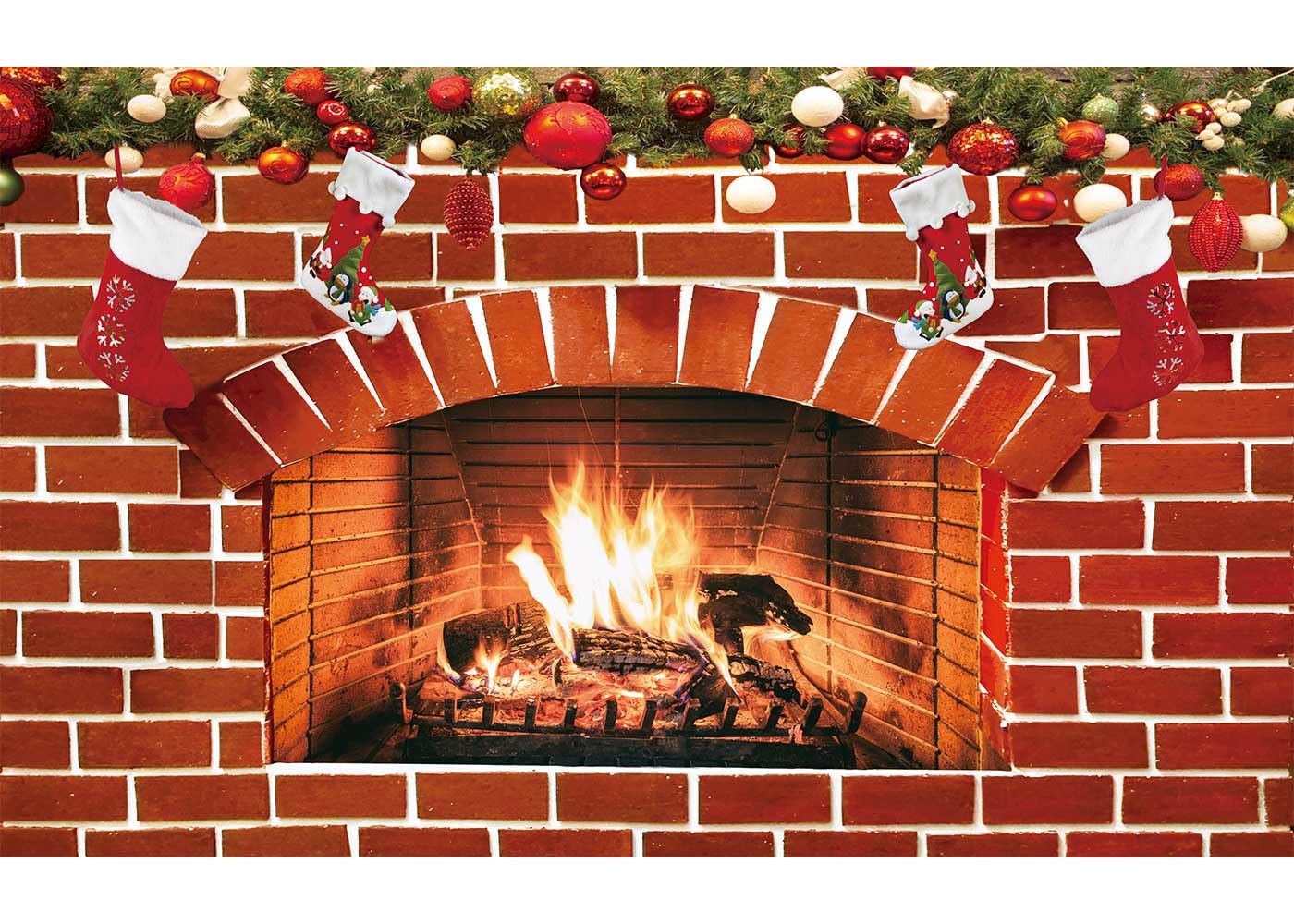 Amazon.com : Zliisang 5.9x3.6ft Christmas Fireplace Backdrop for ...