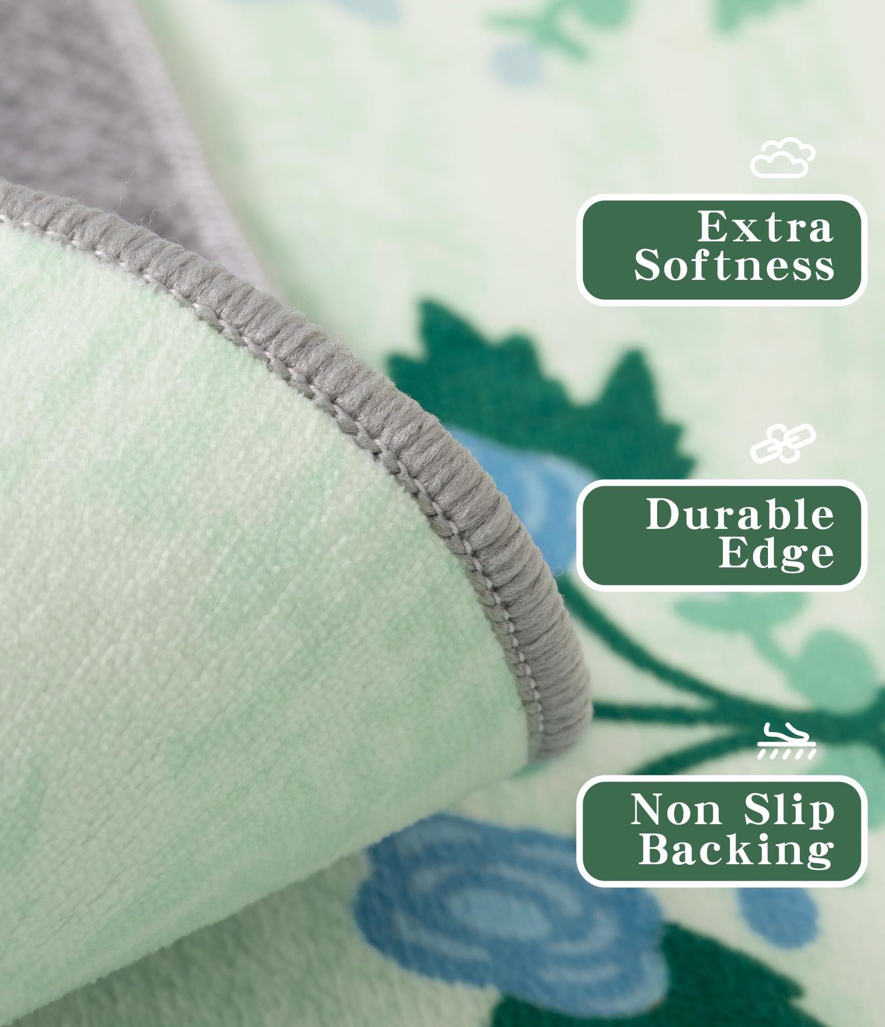 YIHOUSE Green Floral Washable Area Rug Large Colorful Living Room Rug ...