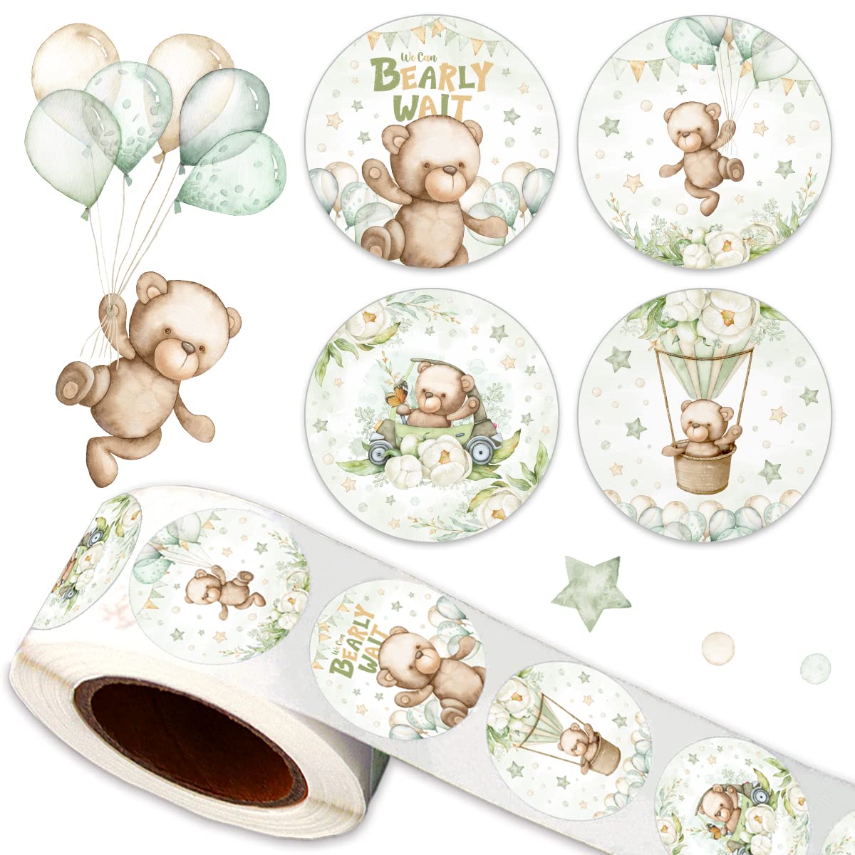 Bear Baby Stickers 500pcs Thank You Beary Much Circle Labels ...