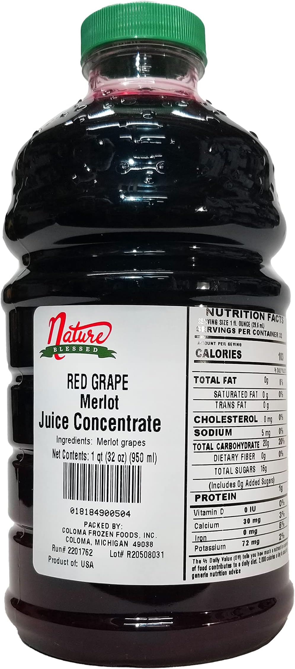 Amazon.com : Nature Blessed 100% Pure Merlot Red Grape Fruit Juice ...